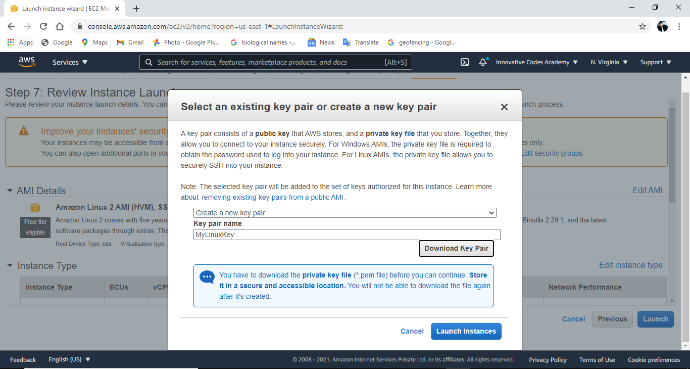 How To Create Linux 2 Instance In Aws Cloud Virtual System Innovative Codes Academy